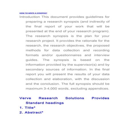 How to write synopsis? | DOC