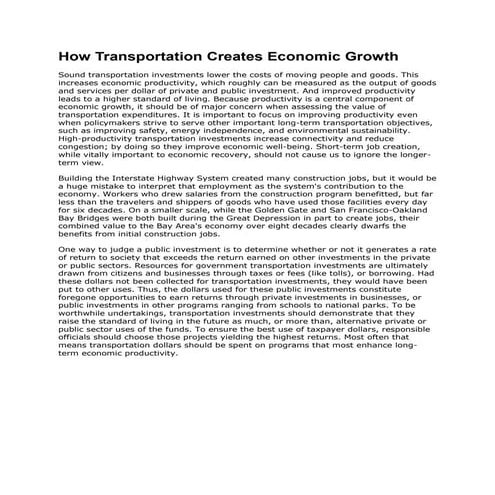 How transportation creates economic growth | DOCX