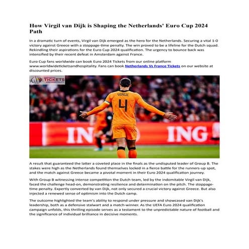 How Virgil van Dijk is Shaping the Netherlands' Euro 2024 Path.docx
