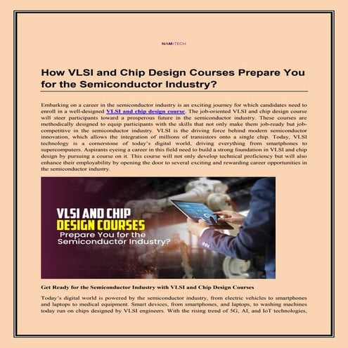 How VLSI and Chip Design Courses Prepare You for the Semiconductor Industry? | PDF