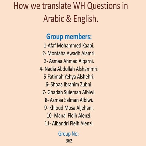 How we translate wh questions in english & arabic (2) | PPT