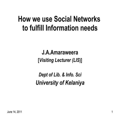 How We Use Social Networks Ppt