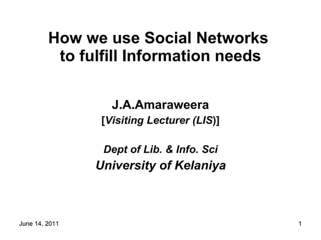 How We Use Social Networks Ppt