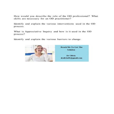 How would you describe the role of the OD professional What skill | DOCX