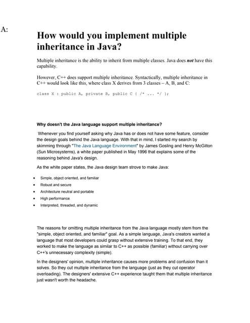 How Would You Implement Multiple Inheritance In Java Doc 9448