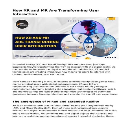 How XR and MR Are Transforming User Interaction | PDF