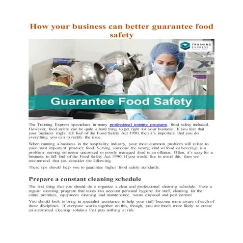 How your business can better guarantee food safety | PDF