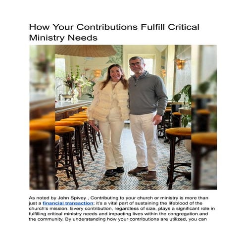 How Your Contributions Fulfill Critical Ministry Needs | PDF