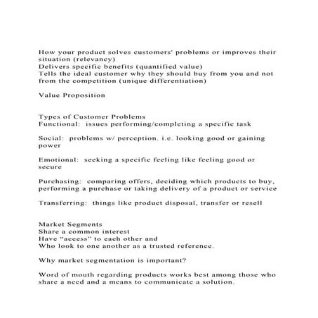 How your product solves customers problems or improves their si.docx