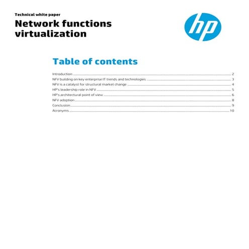 Hp network function virtualization technical white paper NFV | PDF