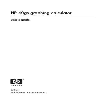 Hp 40gs user's guide english | PDF