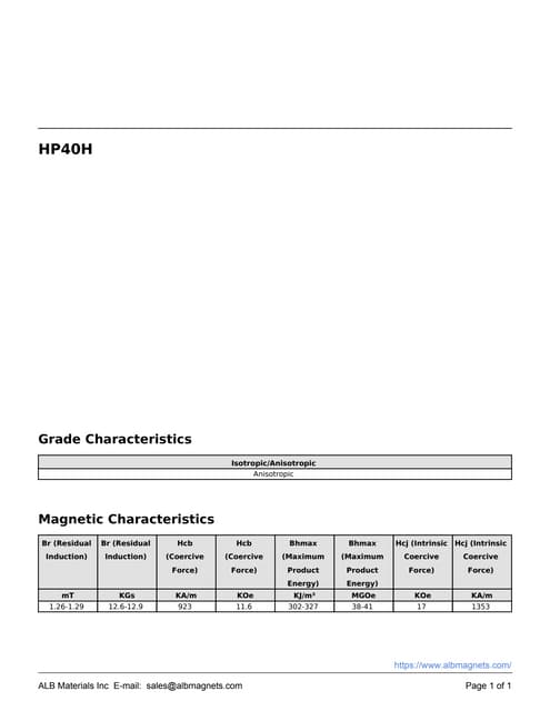N38 magnets grades data | PDF