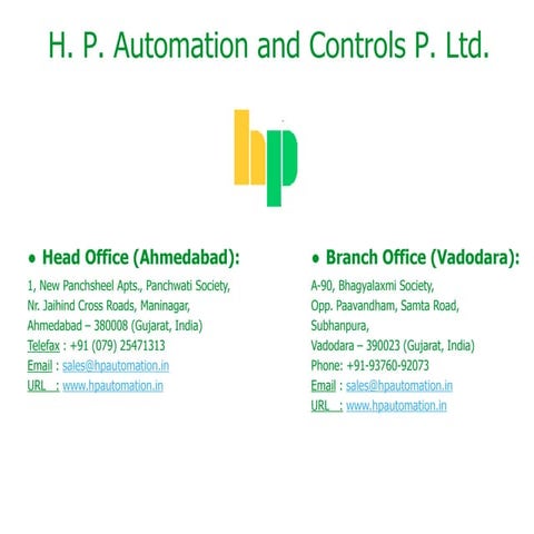 PLC AND SERVO DRIVE By H. P. Automation AND Controls Pvt. Ltd. | PDF