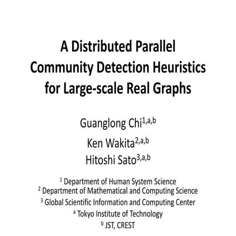 A Distributed Parallel Community Detection Heuristics For Large Scale Real Graphs Ppt 0210