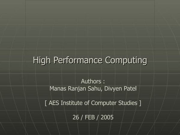 Introduction to High-Performance Computing Introduction to High-Performance Computing