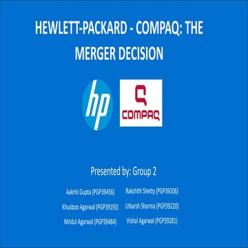 Hewlwtt - Packard - Compaq: The Merger | PDF
