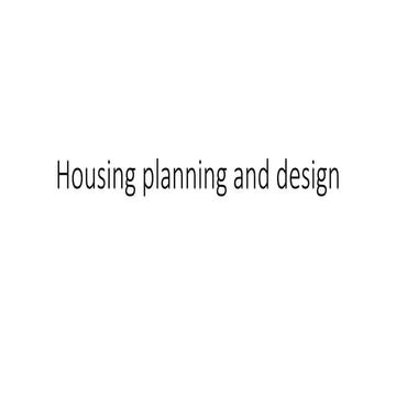 Housing planning and design Introduction | PDF
