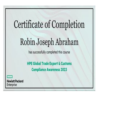 HPE Global Trade Export & Customs Compliance Awareness | PDF