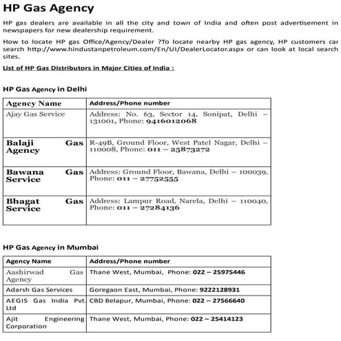Hp gas agency | PDF