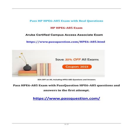 HP HPE6-A85 Practice Test Questions | PDF