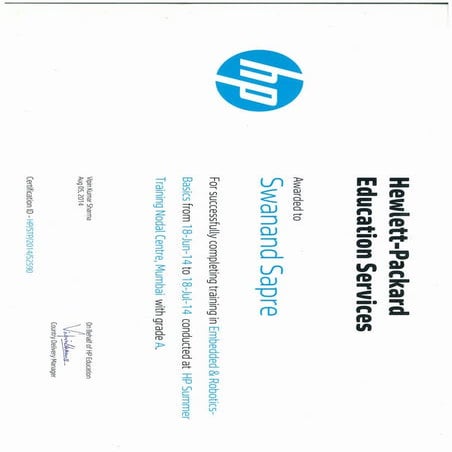 Hewlett-Packard Education Services internship | PDF