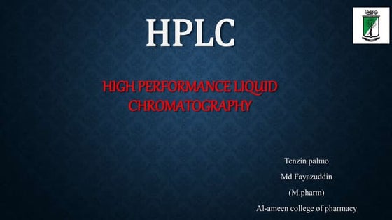 instrumentation of HPLC | PPTX | Chemistry | Science