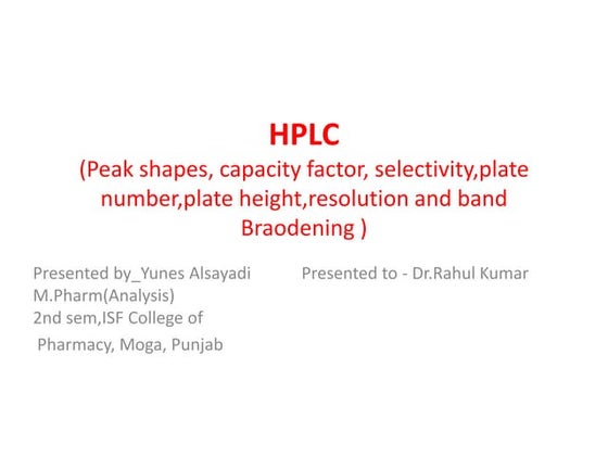 Hplc parameters, factors affecting resolution | PPTX