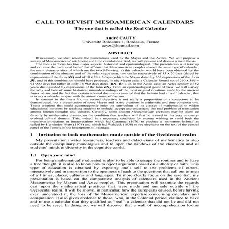 Call to revisit Mesoamerican Calendars. The one that is called the Real ...