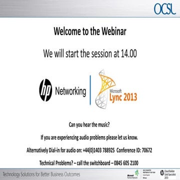 OCSL - HP Networking and the Launch of Lync 2013 March 2013 | PPT