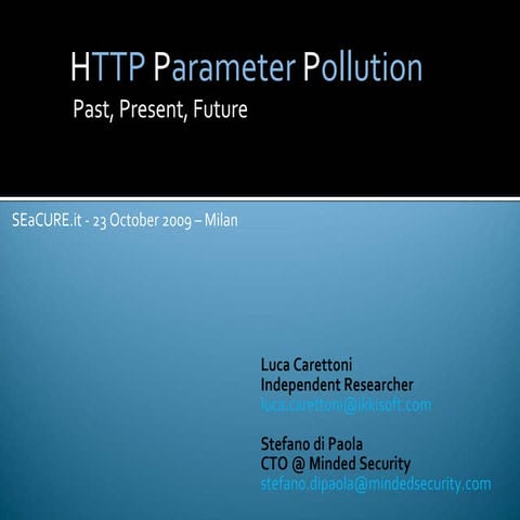 HTTP Parameter Pollution (HPP) - SEaCURE.it edition | PDF