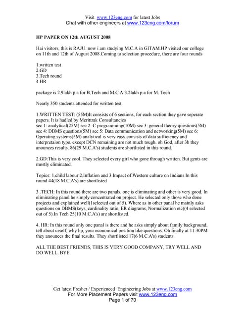 Bel interview questions and pattern for mechanical engineering knowledge adda | PDF