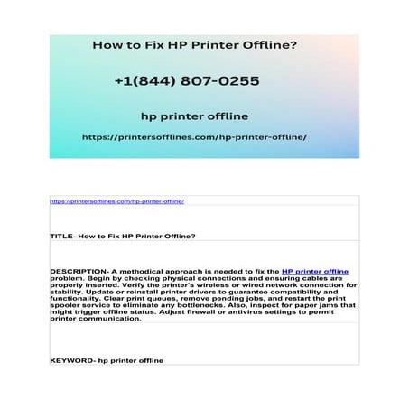 How to Fix HP Printer Offline? | PDF