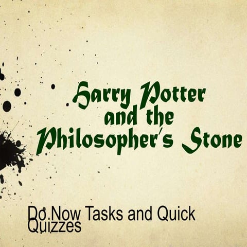 Harry Potter Book 1 Quick Quizzes and Do Now Tasks | PPTX