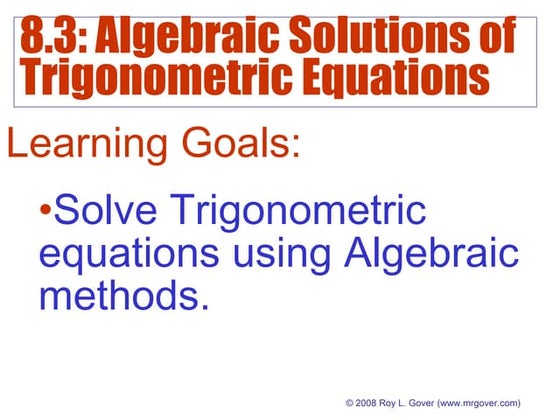 Solving_Trigonometric_Equations.advanced function chapter 6ppt | PPT