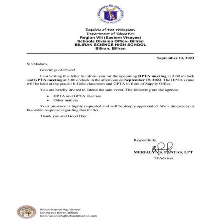 Pta Meeting Notice Parent Teacher Association Of Trinity College Kandy