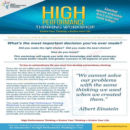 High Performance Thinking Workshop | PDF