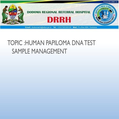 HPV DNA TEST SAMPLE MANAGEMENT presentation | PPT