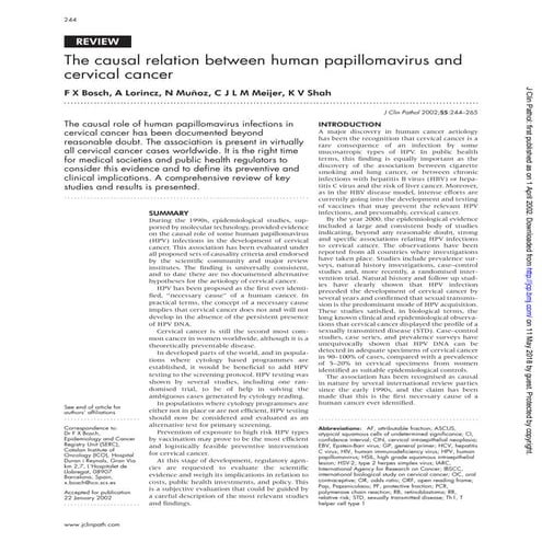 Hpv y ca cervical causalidad | PDF