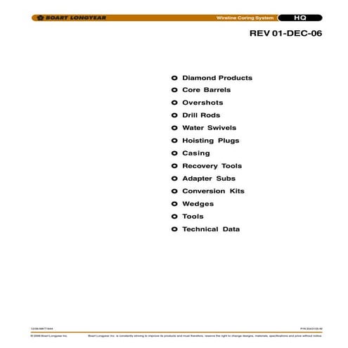 Catálogo: Hq coring system long year | PDF