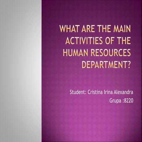 what are the main activities of the human resources department | PPT