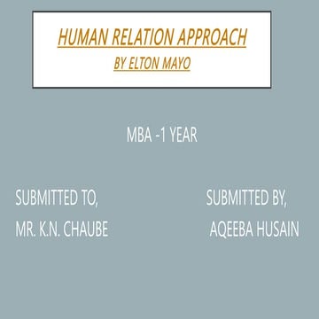 human relationship approach | PPTX