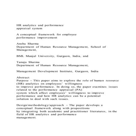HR analytics and performanceappraisal systemA conceptual | DOCX | Resume Writing and Advice ...