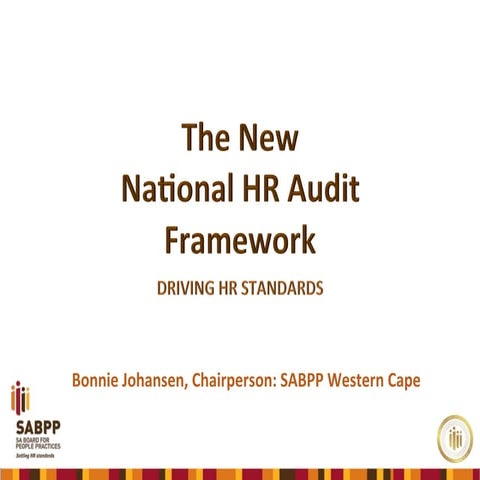 The National HR Audit framework presented by Bonnie Johansen ...