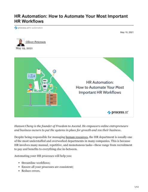 Role of AI-led Automation in Revolutionizing Human Resource Management ...