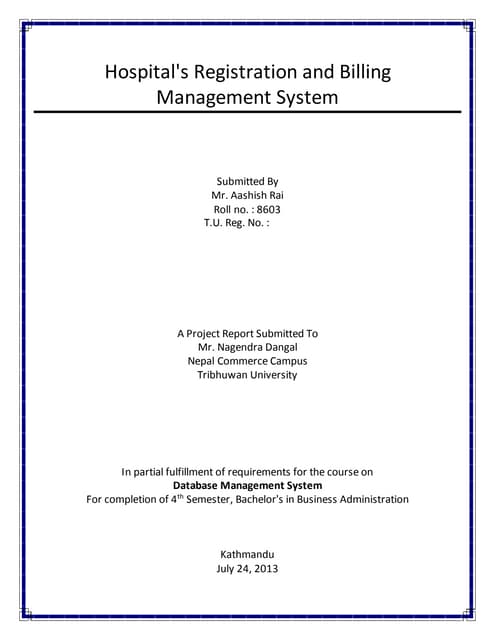 Hospital database management system project report | PDF