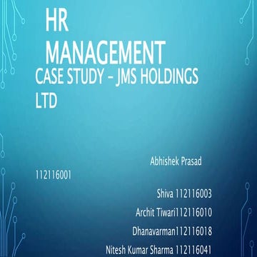 HR Case Study Of JMS Holding Ltd. | PPTX