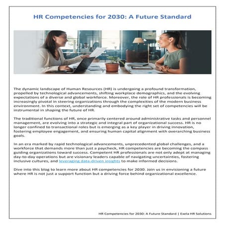 HR Competencies for 2030: A Future Standard | PDF | Human Resources ...
