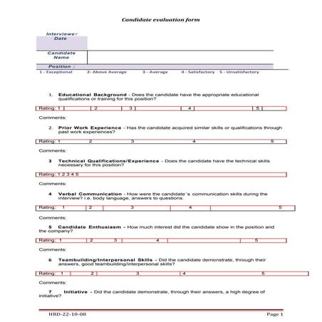Hrd form 23_candidate | DOC | Resume Writing and Advice | Job Search