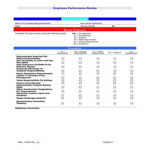 Hrd form no_ 19_employee performance form | PDF