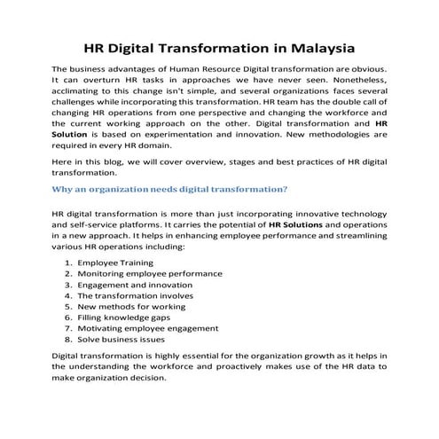 HR Evolution - Navigating the Path to Digital Transformation | PPTX